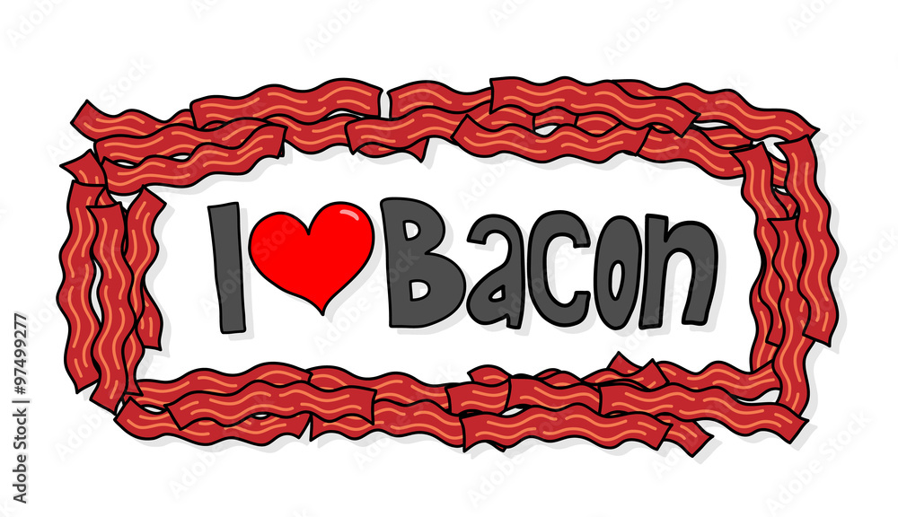 Vetor de I Love Bacon, a hand drawn vector illustration of "I Love ...