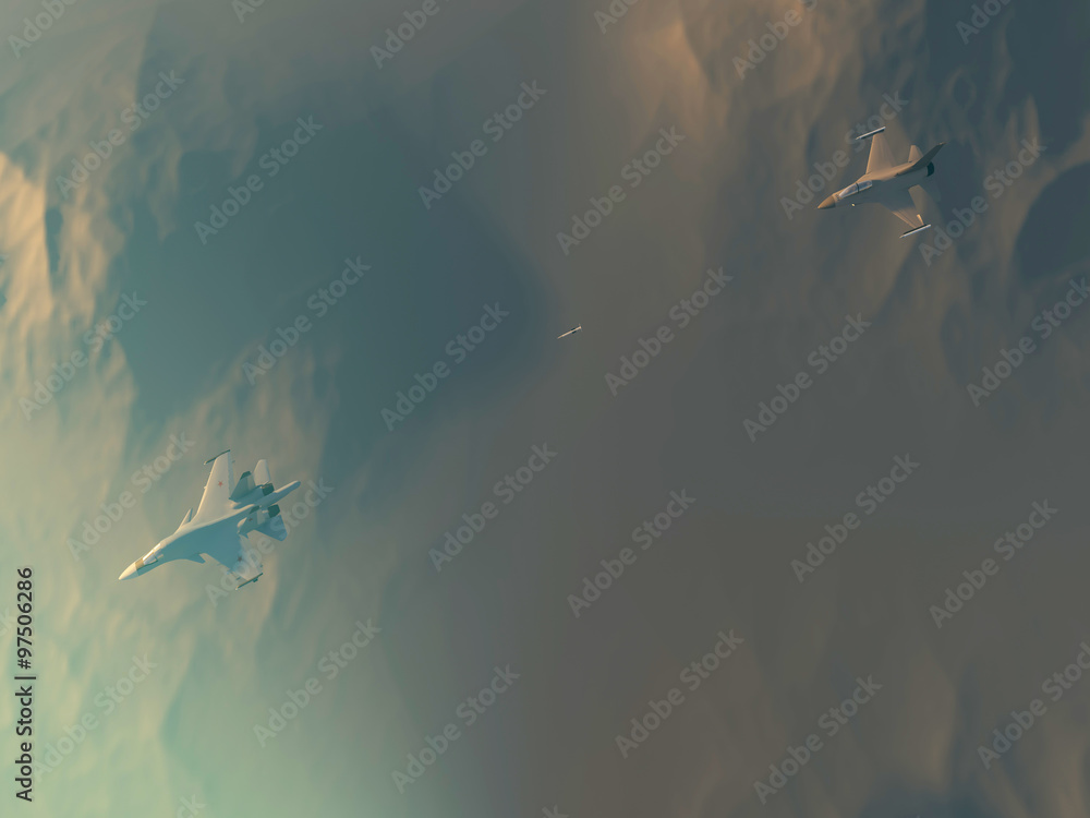 Turkish fighter attack on Russian bomber. Attack of the Turkish ...