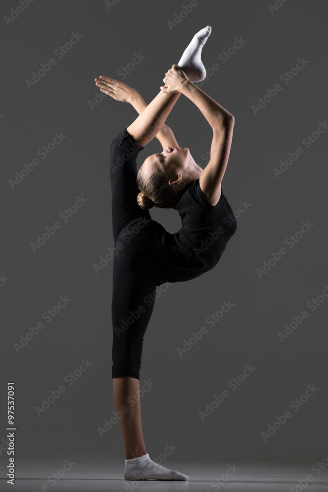Gymnast girl doing standing backbend Stock Photo | Adobe Stock