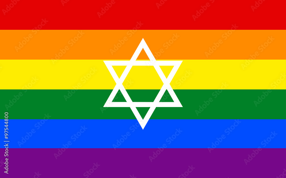 Israeli gay pride flag with white star of David in vector format. Stock ...