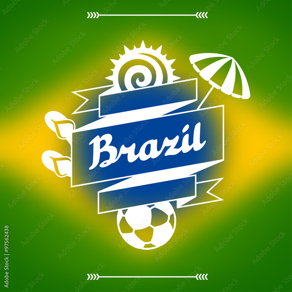 Brazil background with stylized objects and cultural symbols Stock ...