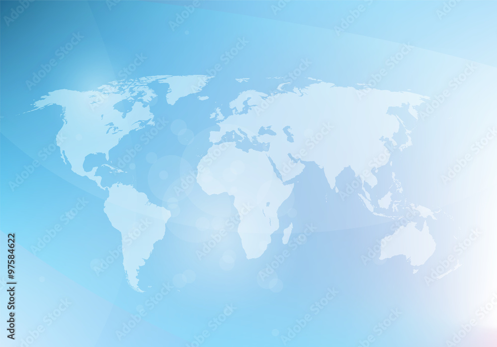 Abstract blue background with world map, vector Stock Vector | Adobe Stock