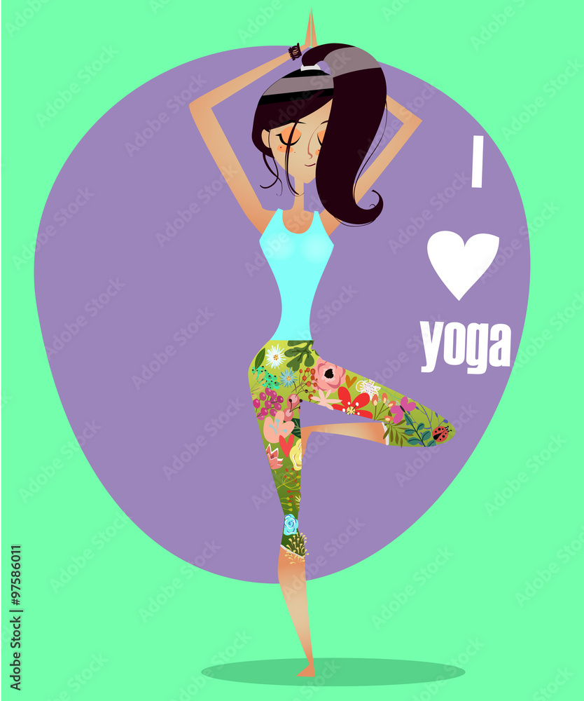 cartoon yoga girl Stock Vector | Adobe Stock