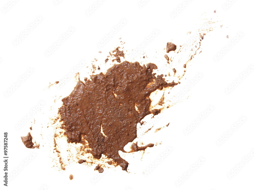 drops of mud sprayed isolated on white background, with clipping path ...