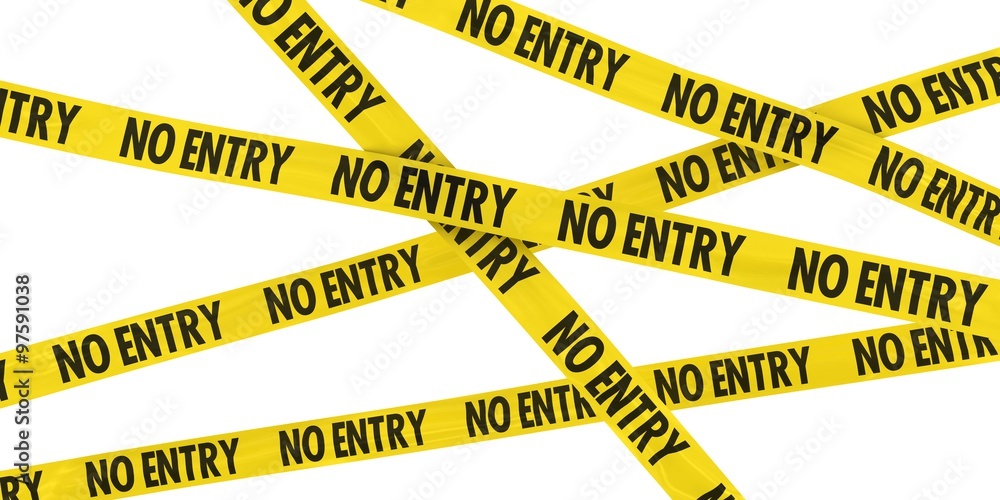 Yellow NO ENTRY Barrier Tape Background Isolated on White Stock ...