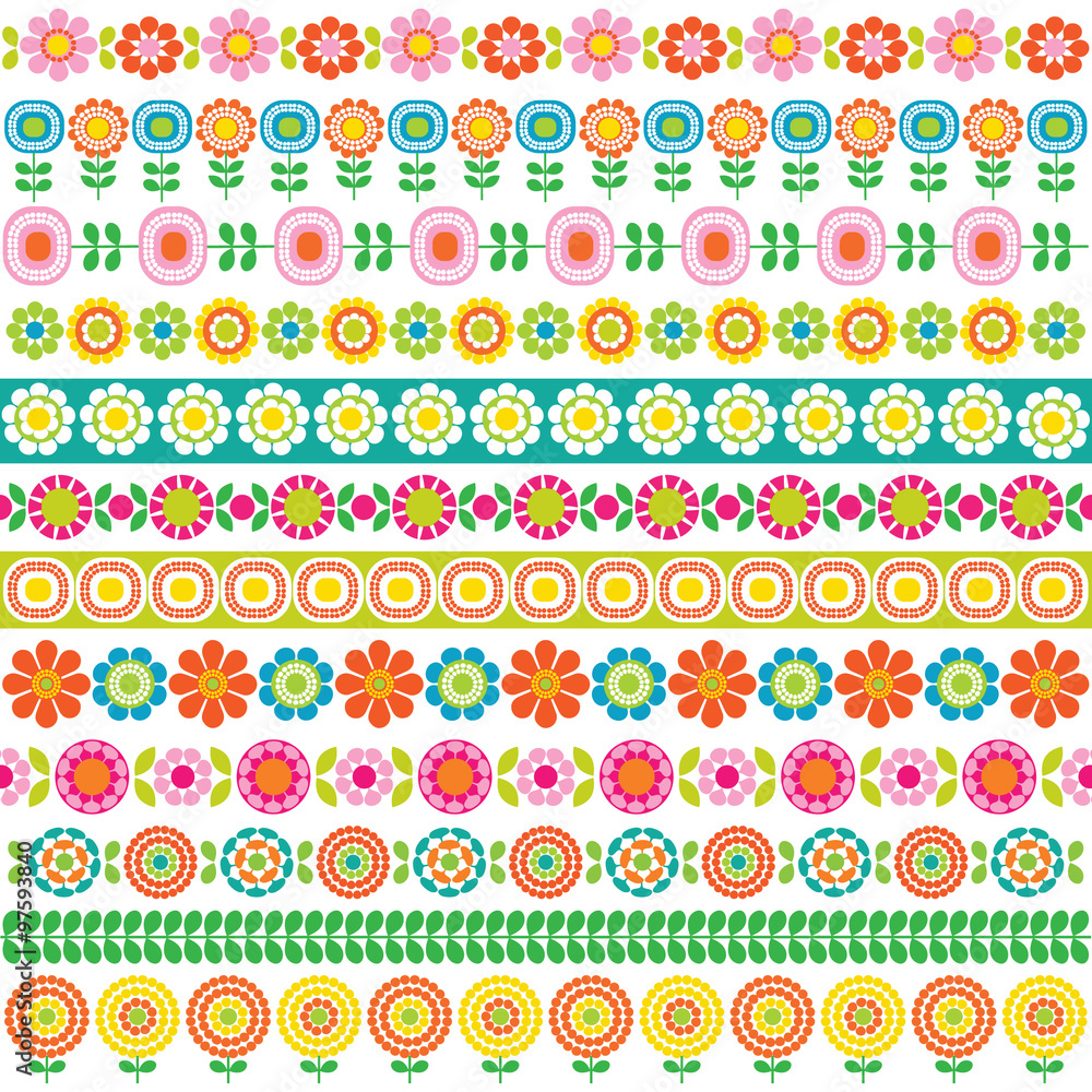 Poster mod flower border patterns – Wall Art | UkPosters