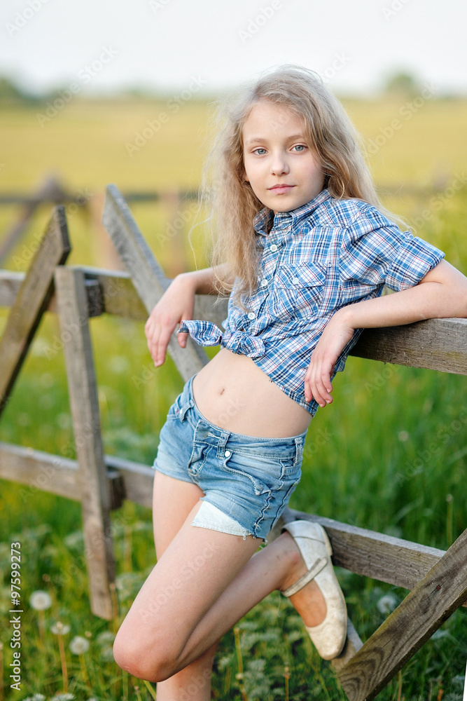 Portrait Of Little Girl Outdoors In Summer Stock Photo Adobe Stock