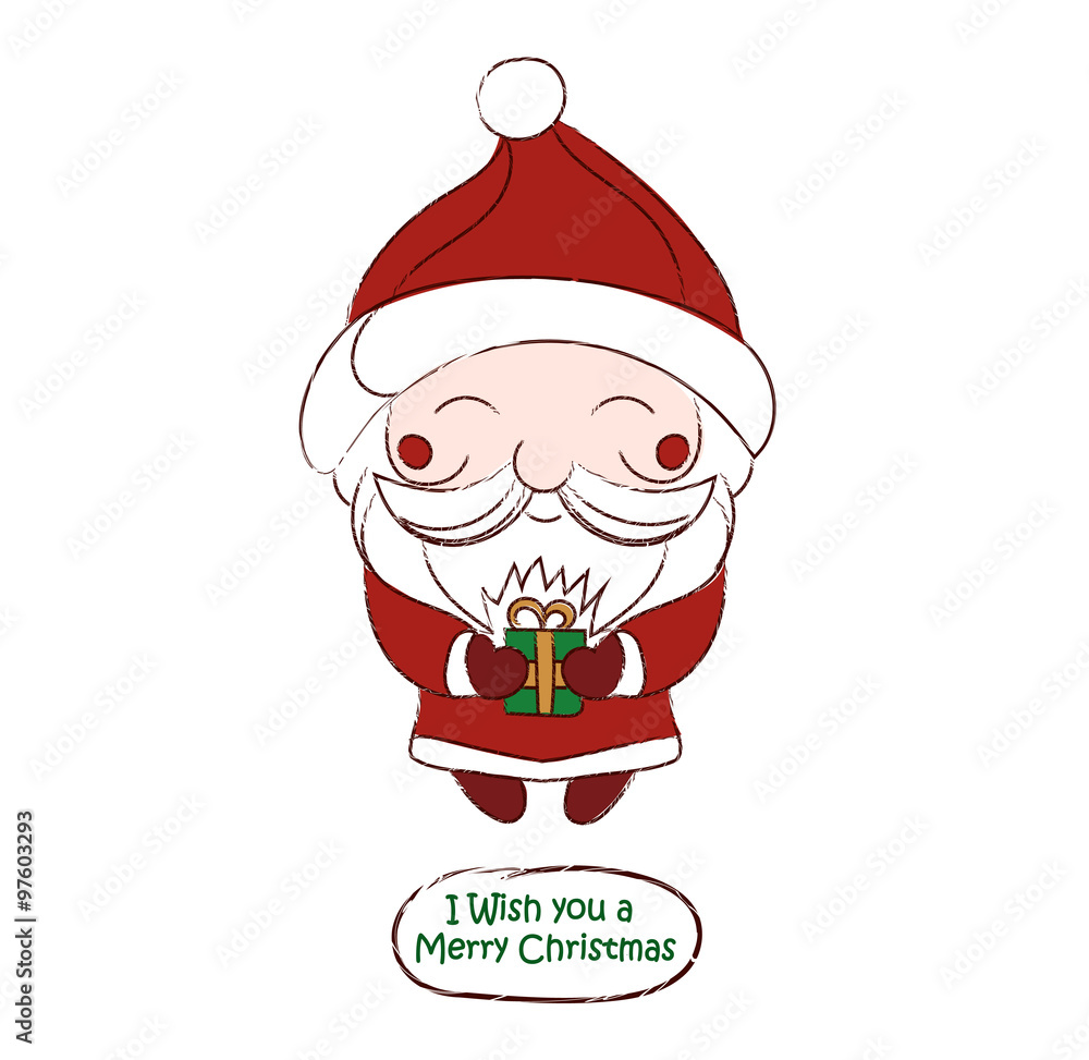 cute chibi Santa Claus vector drawing card Stock Vector | Adobe Stock