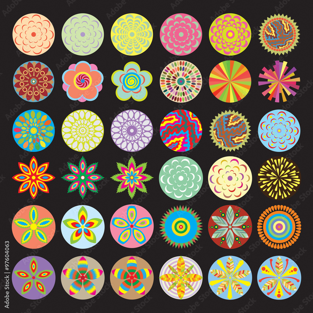 Round Flower Vector Design