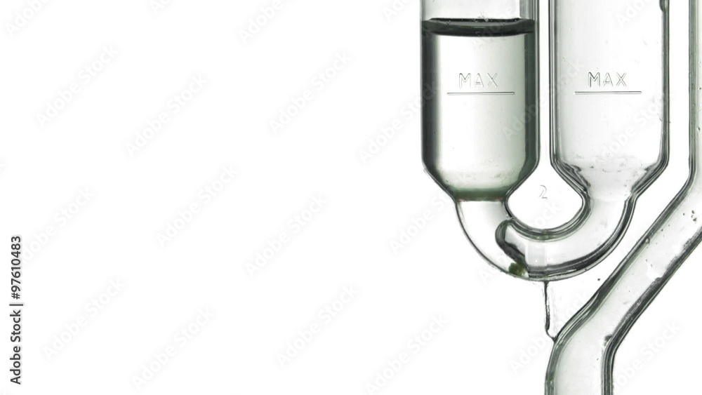 Detail of Airlock on a releasing CO2 Bubbles of Fermentation in Lab ...