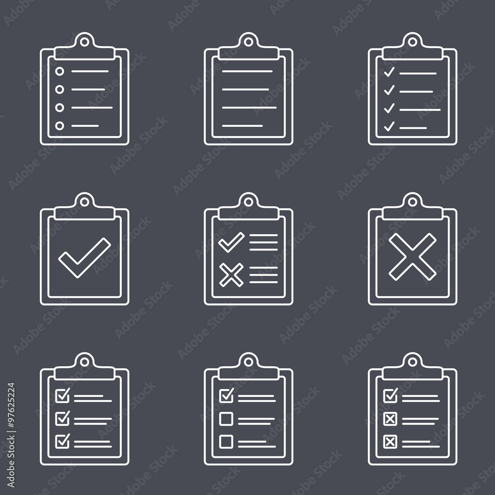 Check List Line Icon Stock Vector | Adobe Stock