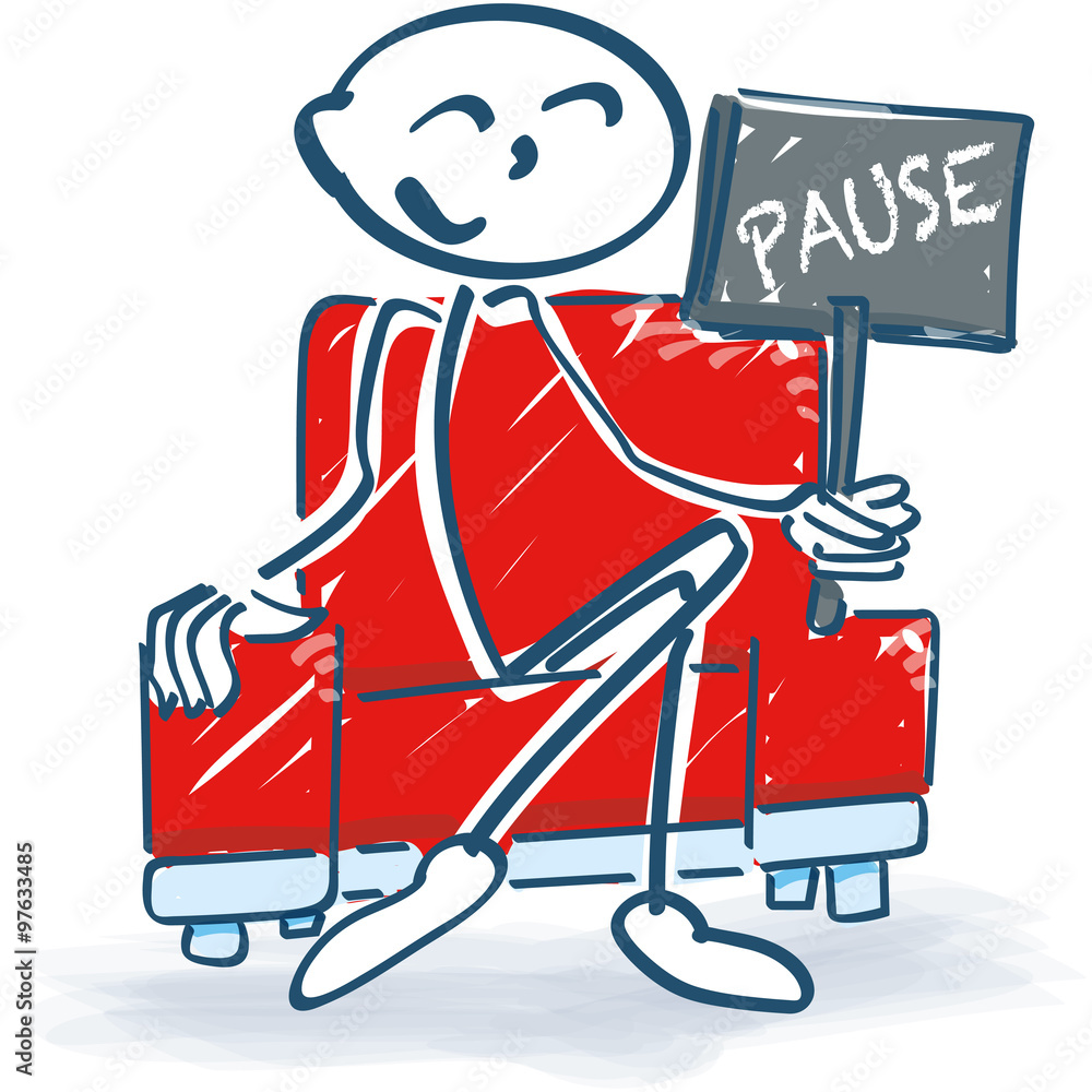 Vetor de Strichmännchen mit Pause im Sessel do Stock | Adobe Stock