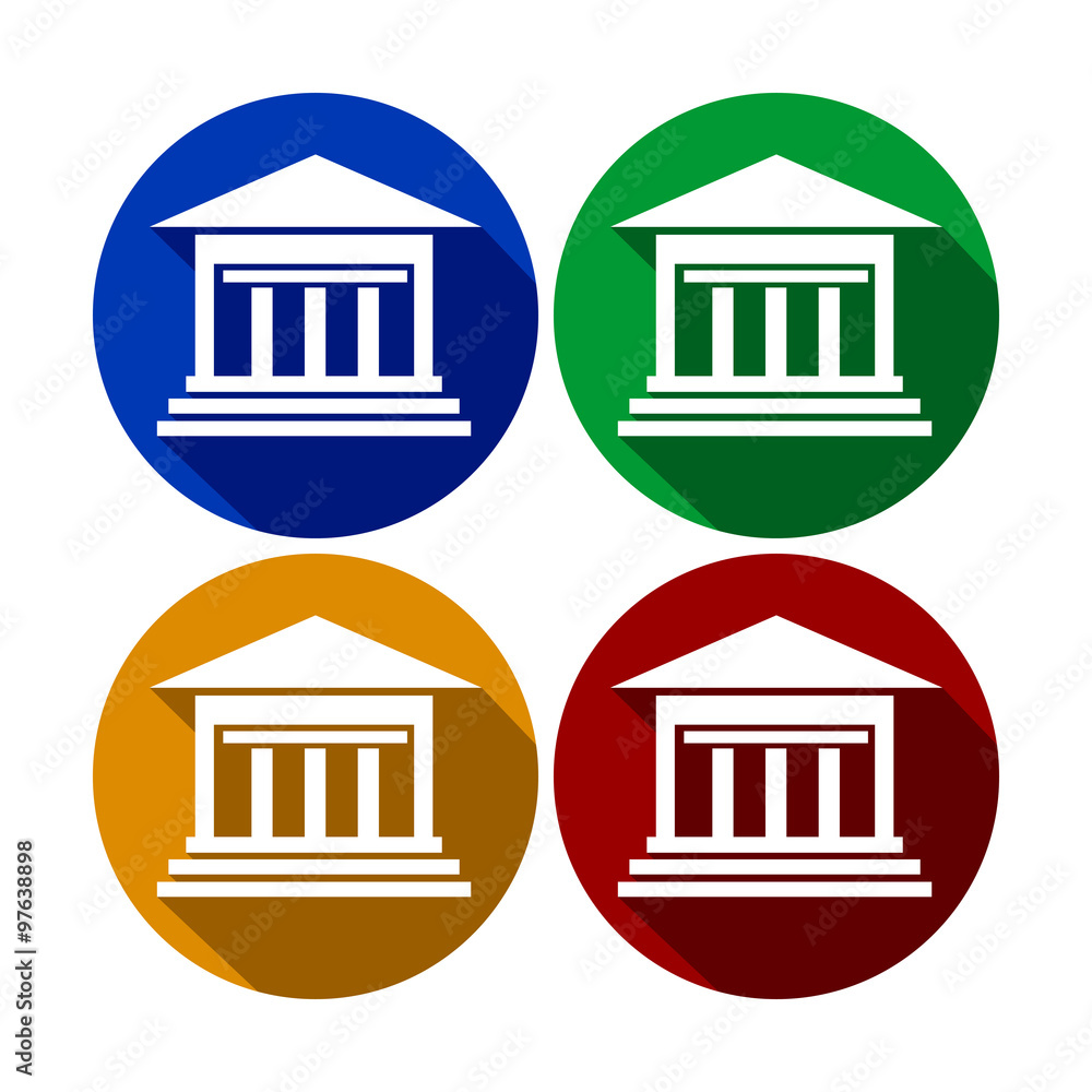 Government Institute Building Circle Flat Icons Stock Vector | Adobe Stock