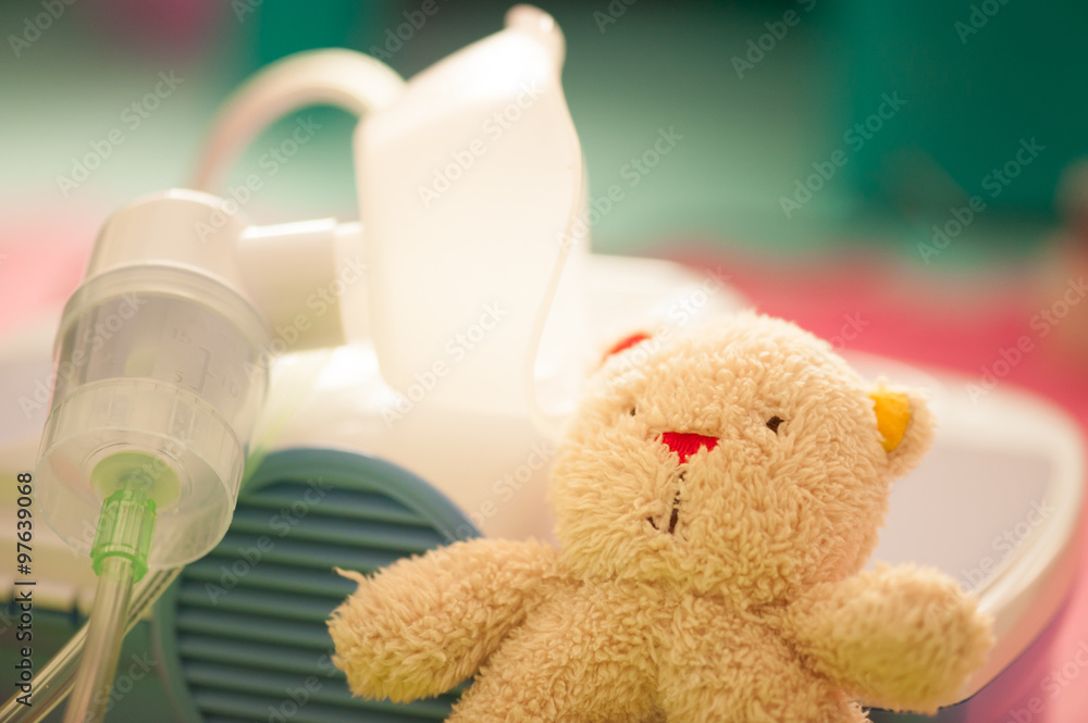 Nebulizer and a teddy bear - respiratory deseases treatment in children ...
