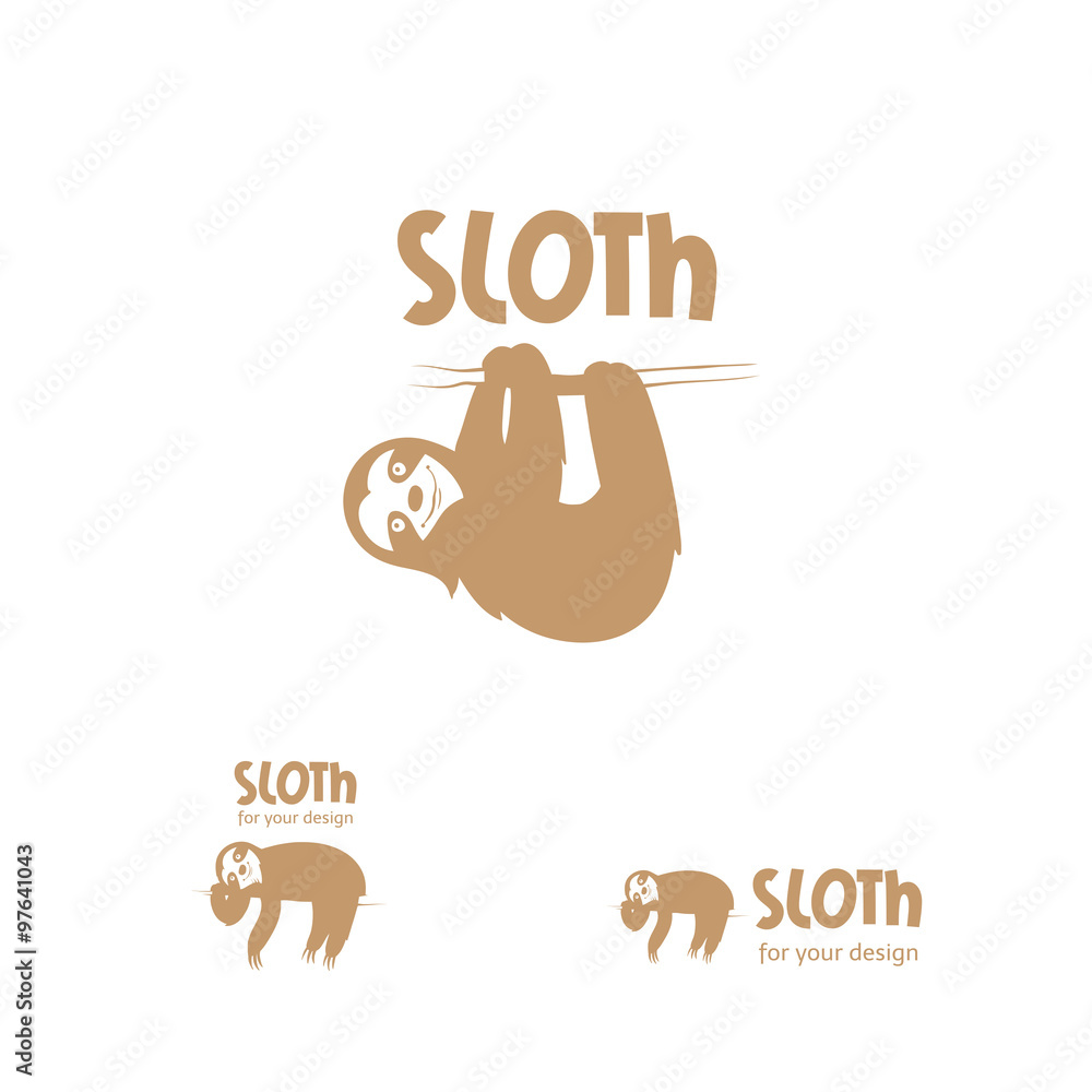 Cartoon sloth logo. Vector image. Three options of logo. เวกเตอร์สต็อก ...
