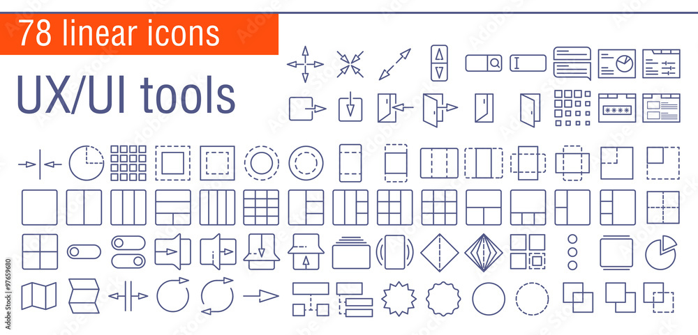 Vector linear icons set of UI/UI tools Stock Vector | Adobe Stock