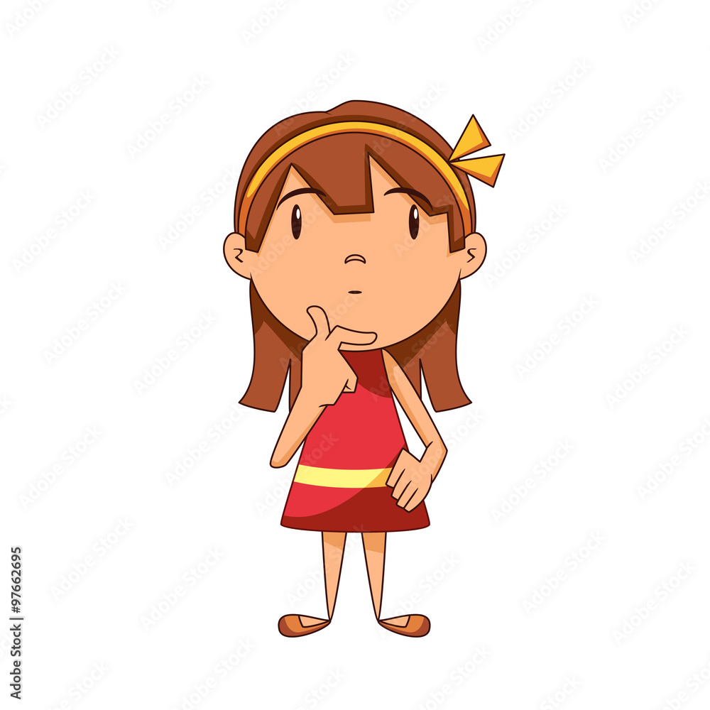 Girl thinking Stock Vector | Adobe Stock