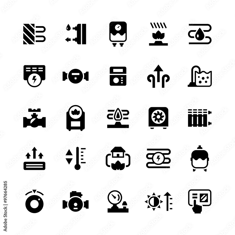 Set icons of heating Stock Vector | Adobe Stock