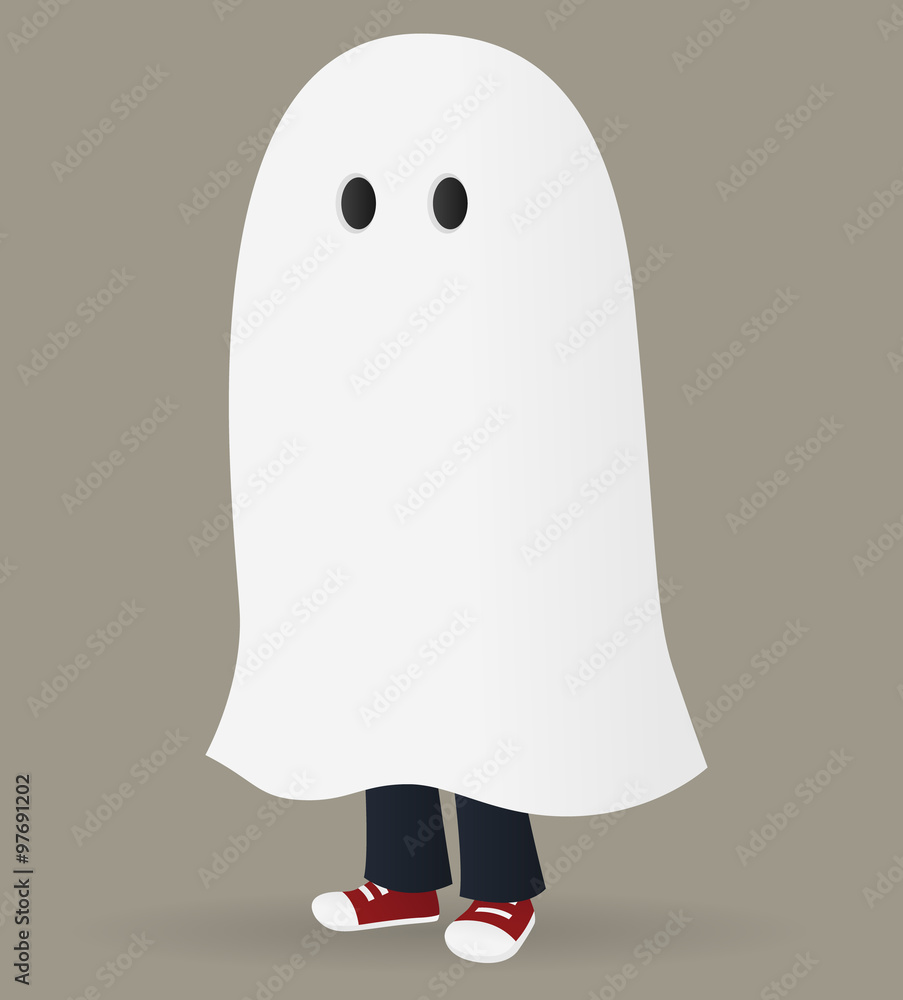 Kid in a ghost costume Stock Vector | Adobe Stock