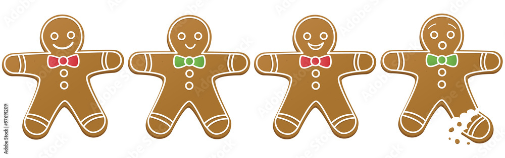 Four gingerbread men Stock Vector | Adobe Stock