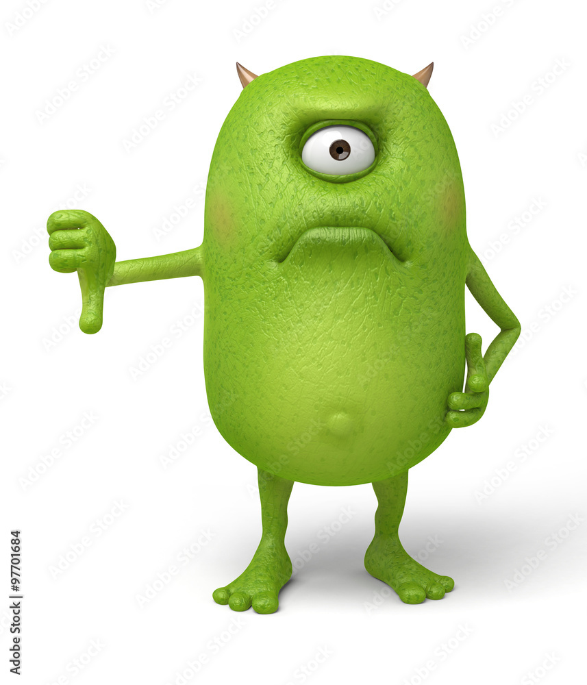 Little monster thumbs down at others Stock Illustration | Adobe Stock