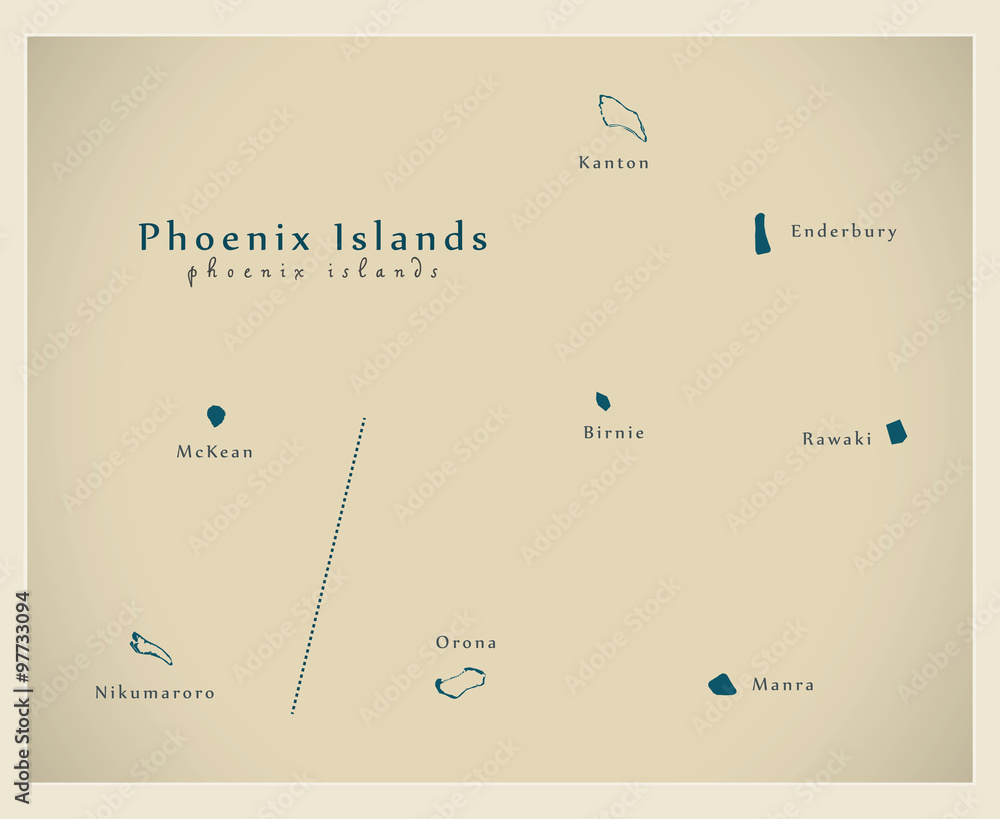 Poster Modern Map - Phoenix Islands KI – Wall Art | UkPosters