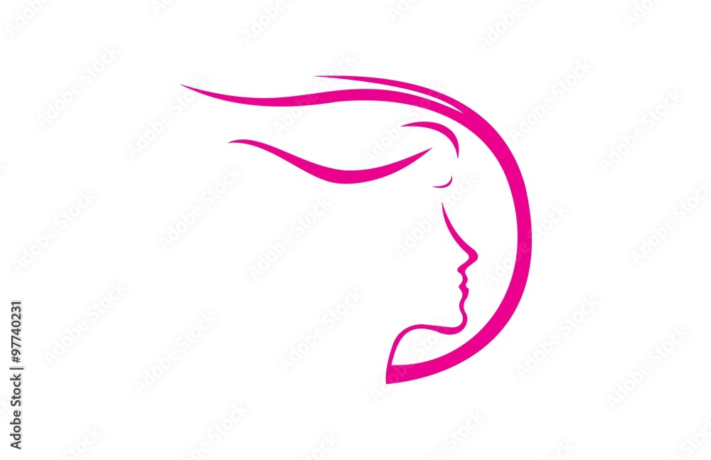 Beautiful woman face vector logo Stock Vector | Adobe Stock