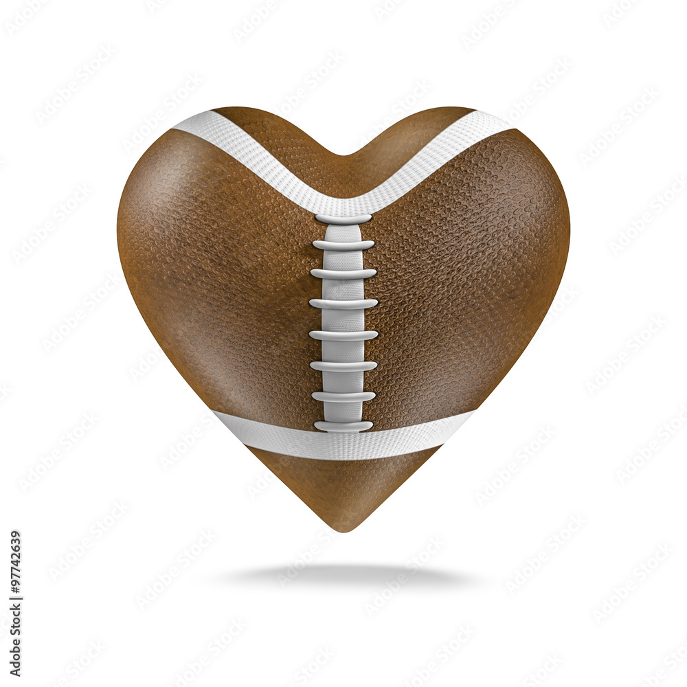 American football heart / 3D render of heart shaped American football ...