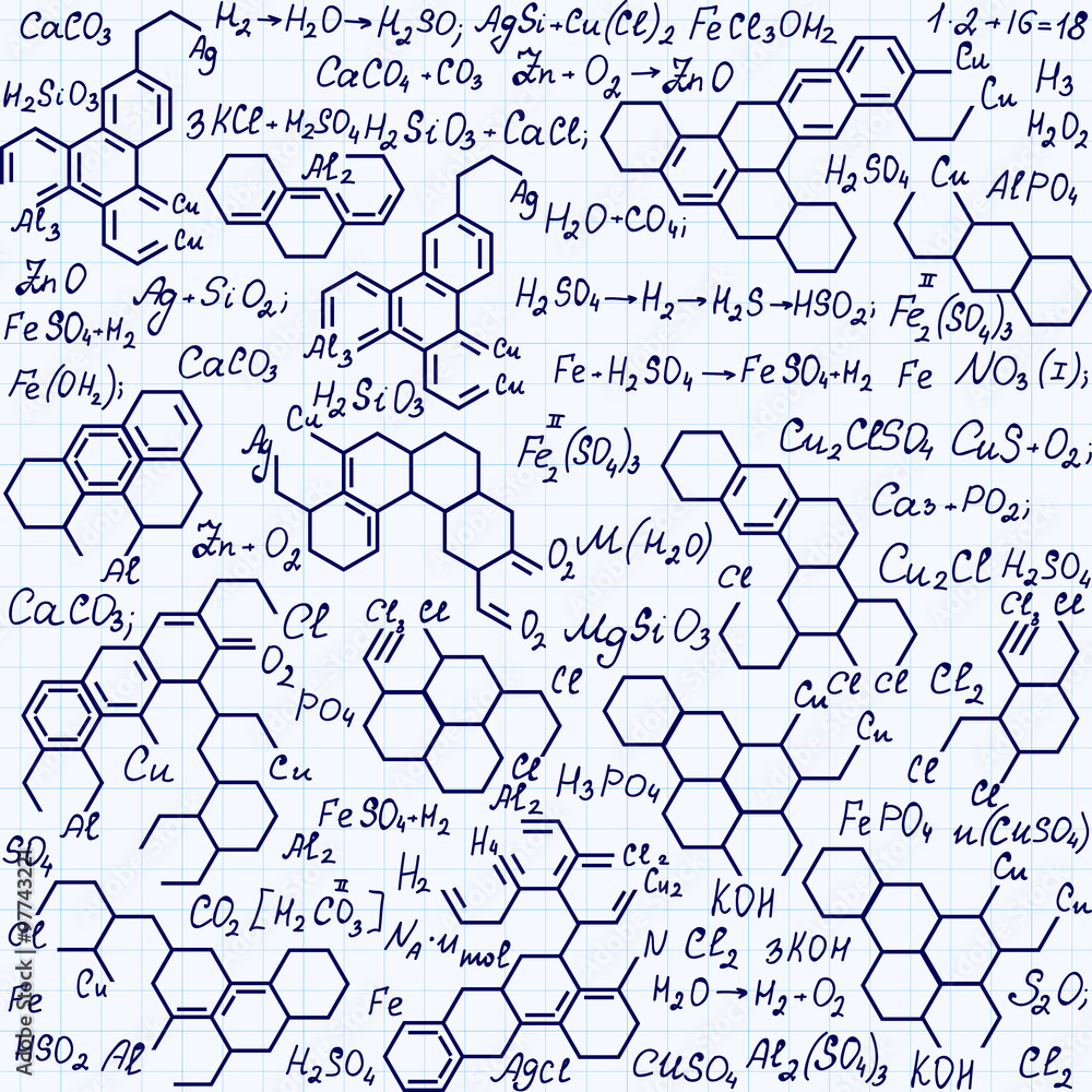 Scientific vector seamless texture with equations and formulas of ...