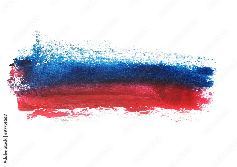 photo red blue grunge brush strokes oil paint isolated on white ...