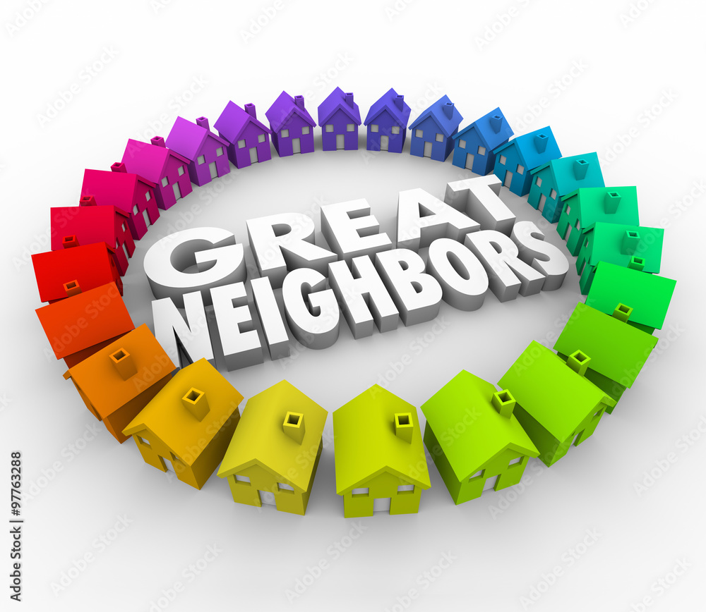 Great Neighbors Homes Houses Word Ring Community Welcome Stock ...