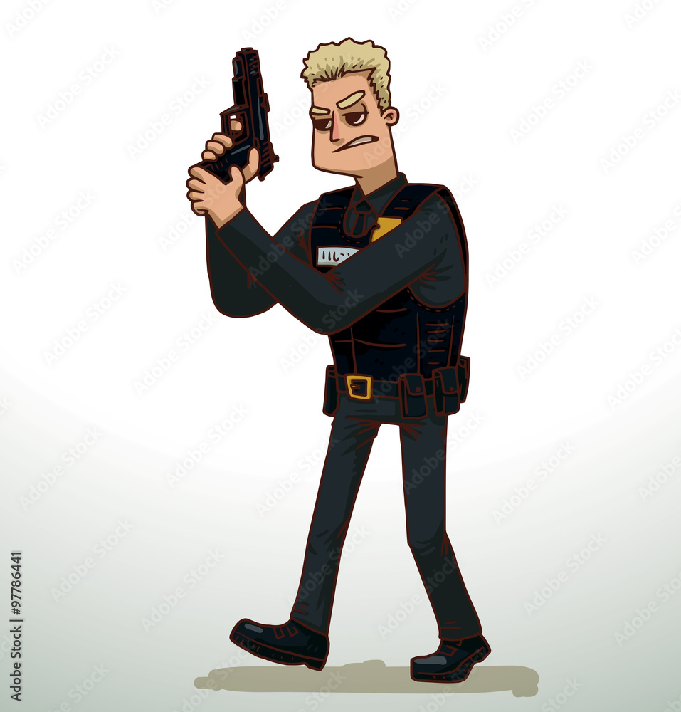 Animated Black Police Officer