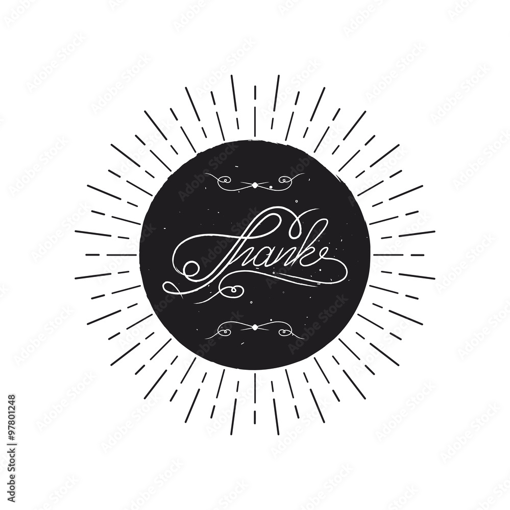 Original handwritten circle emblem lettering Thanks. vector call Stock ...