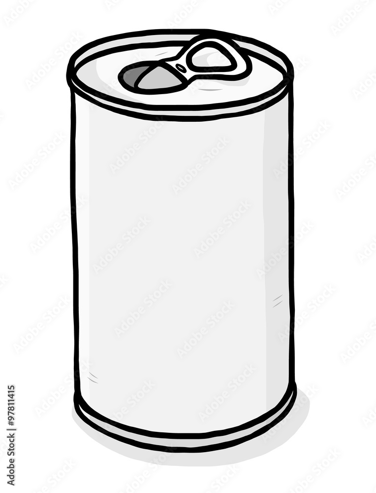 tinned can / cartoon vector and illustration, grayscale, hand drawn ...