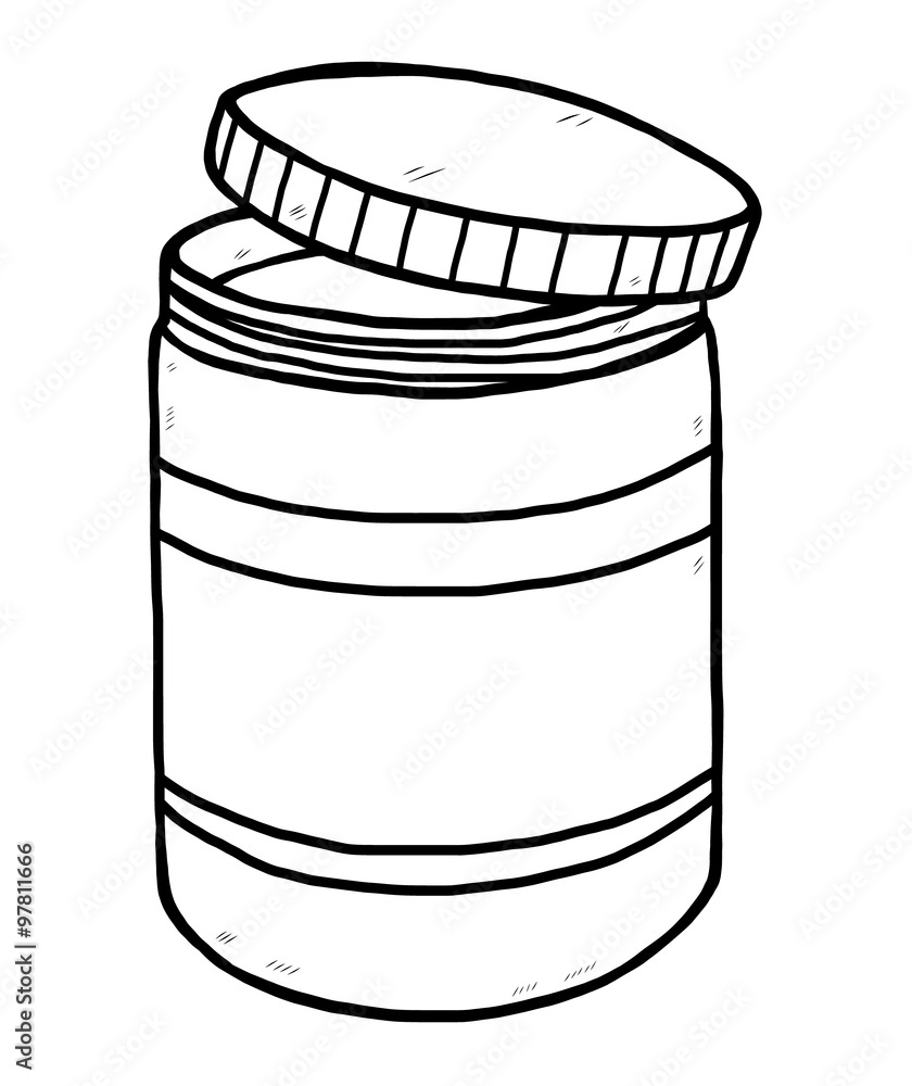 drug bottle / cartoon vector and illustration, black and white, hand ...