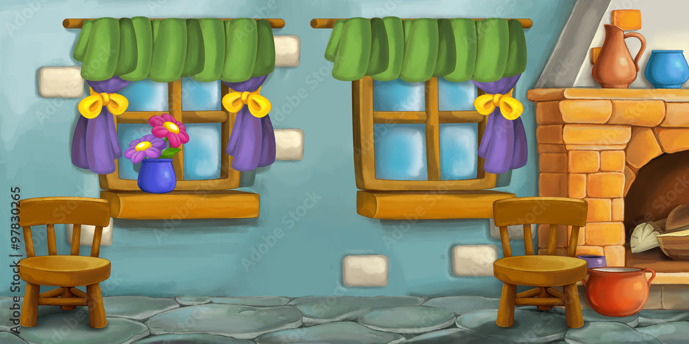 Cartoon background for fairy tale - kitchen - illustration for the ...