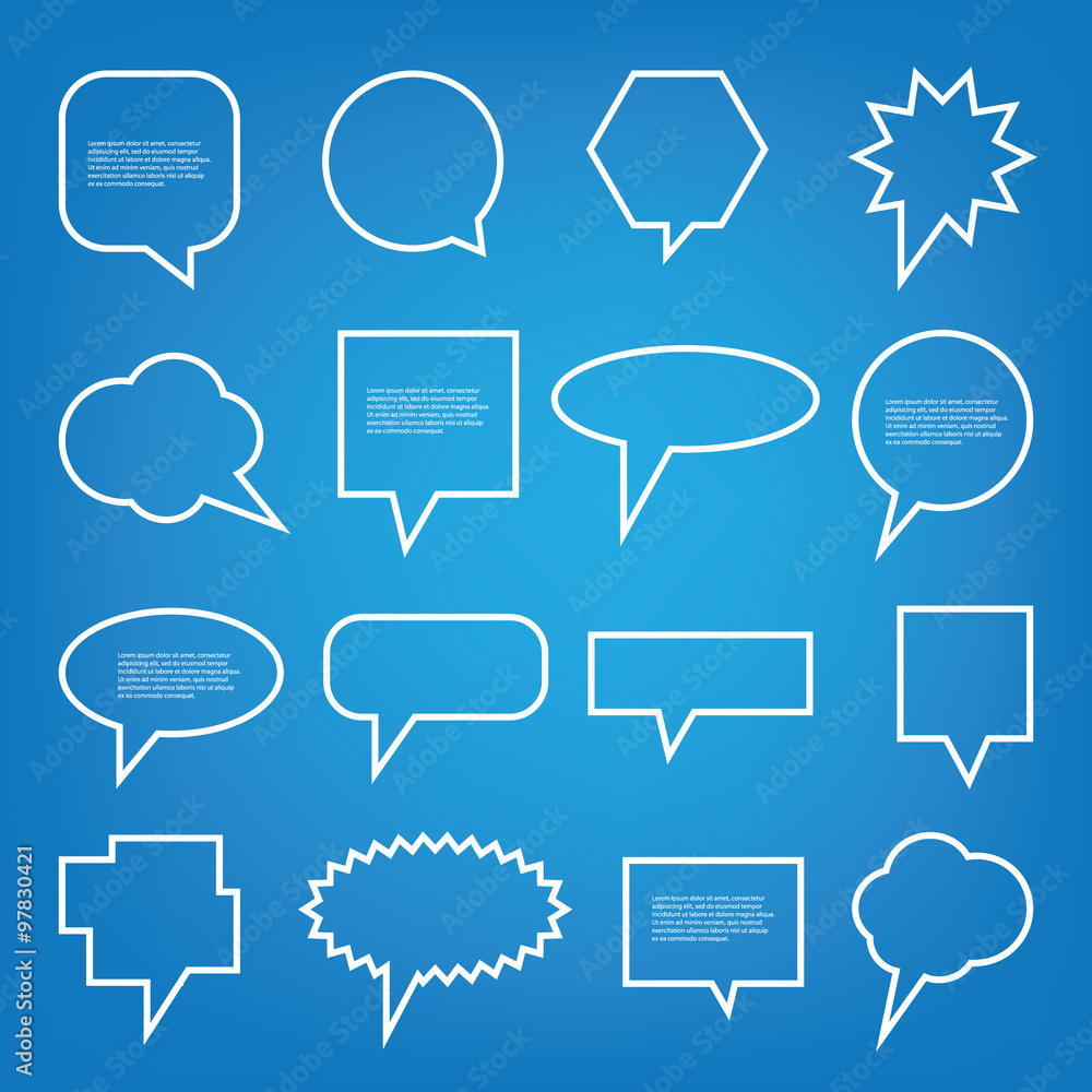 Collection of Blank Empty Speech And Thought Bubble Vector Designs With ...