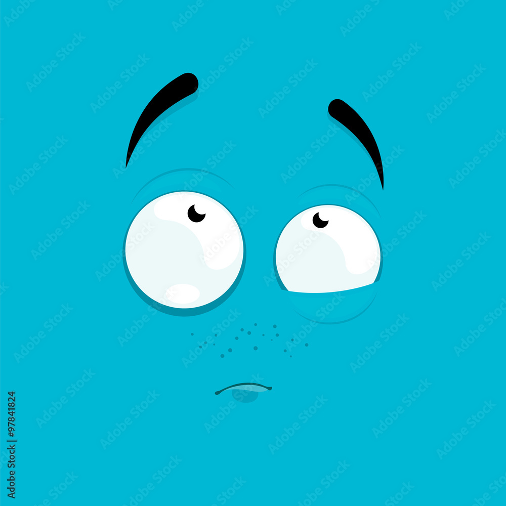 Cartoon face with a thoughtful expression Stock Vector | Adobe Stock