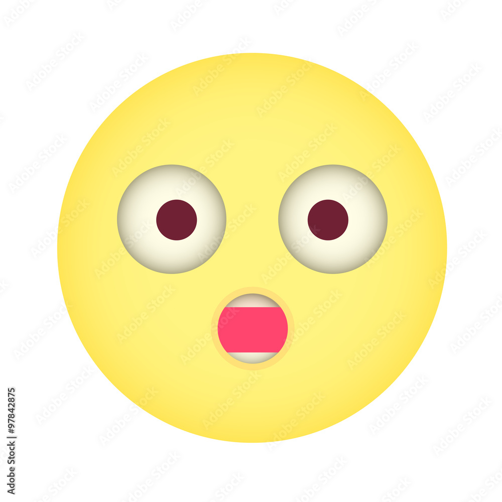 Flat suprise Emoticon. Wonder Emoticon. Blushed emoticon. Isolat Stock ...