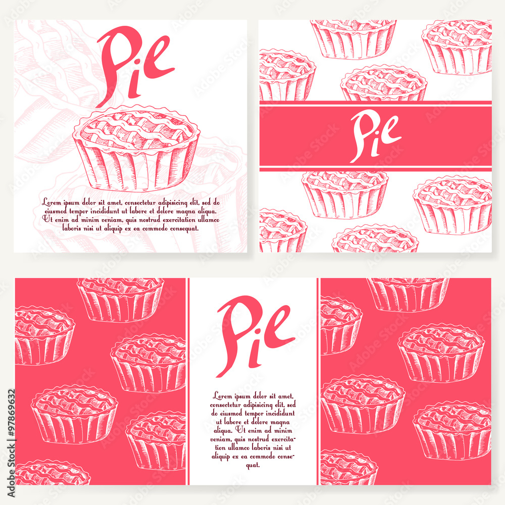 Cafe menu with hand drawn design. Dessert restaurant menu template. Set ...