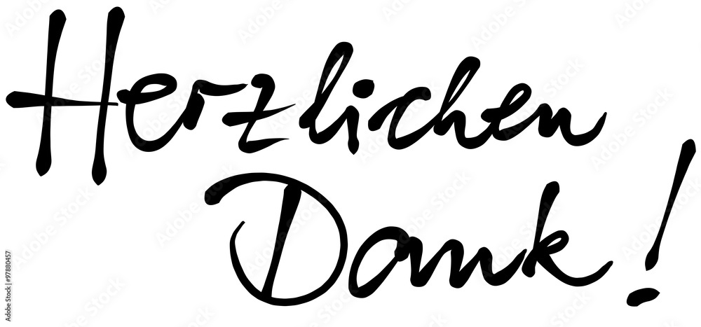 „Herzlichen Dank!“, handschriftlich, schwarz, Vektor, freigestellt ...