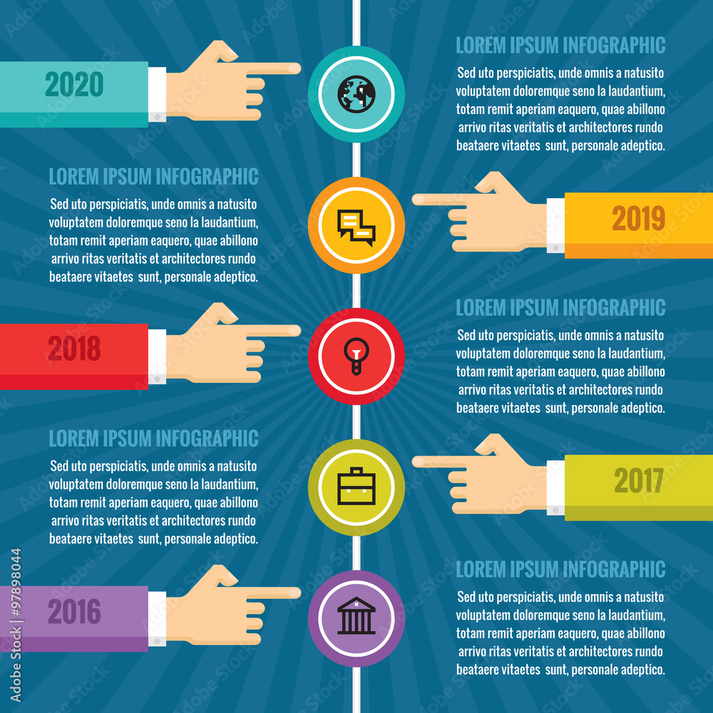 Human hands with vertical timeline - infographic business concept ...