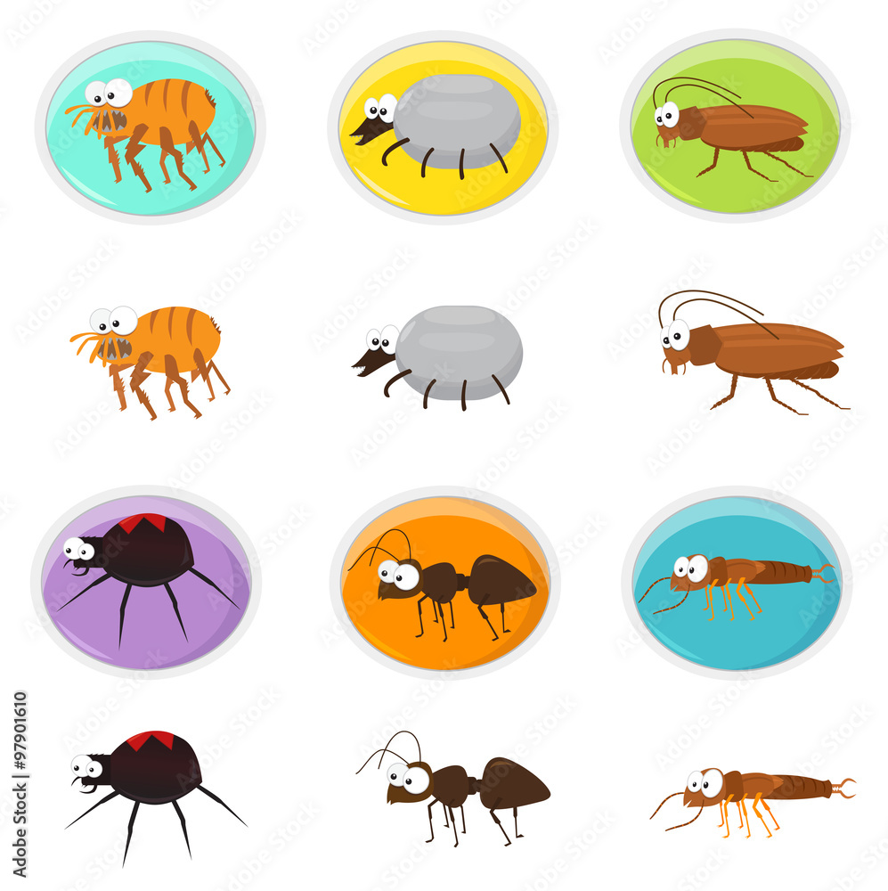Cartoon pests - Cute Icon set of cartoon pests. Eps10 Stock Vector ...