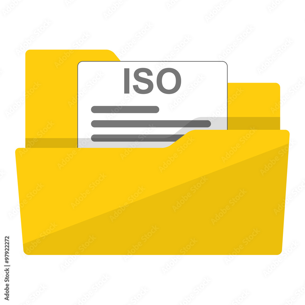 Icono plano ISO en carpeta Stock Illustration | Adobe Stock
