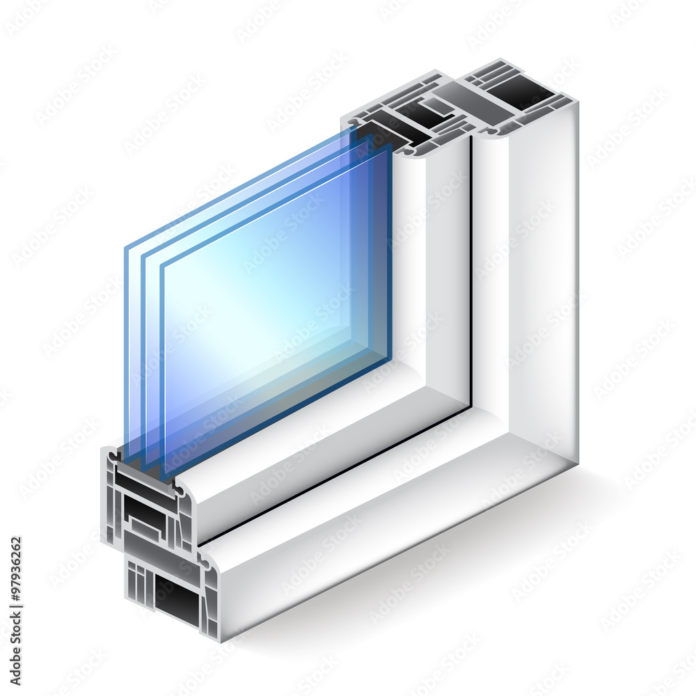 Plastic window in cut isolated on white vector Stock Vector | Adobe Stock