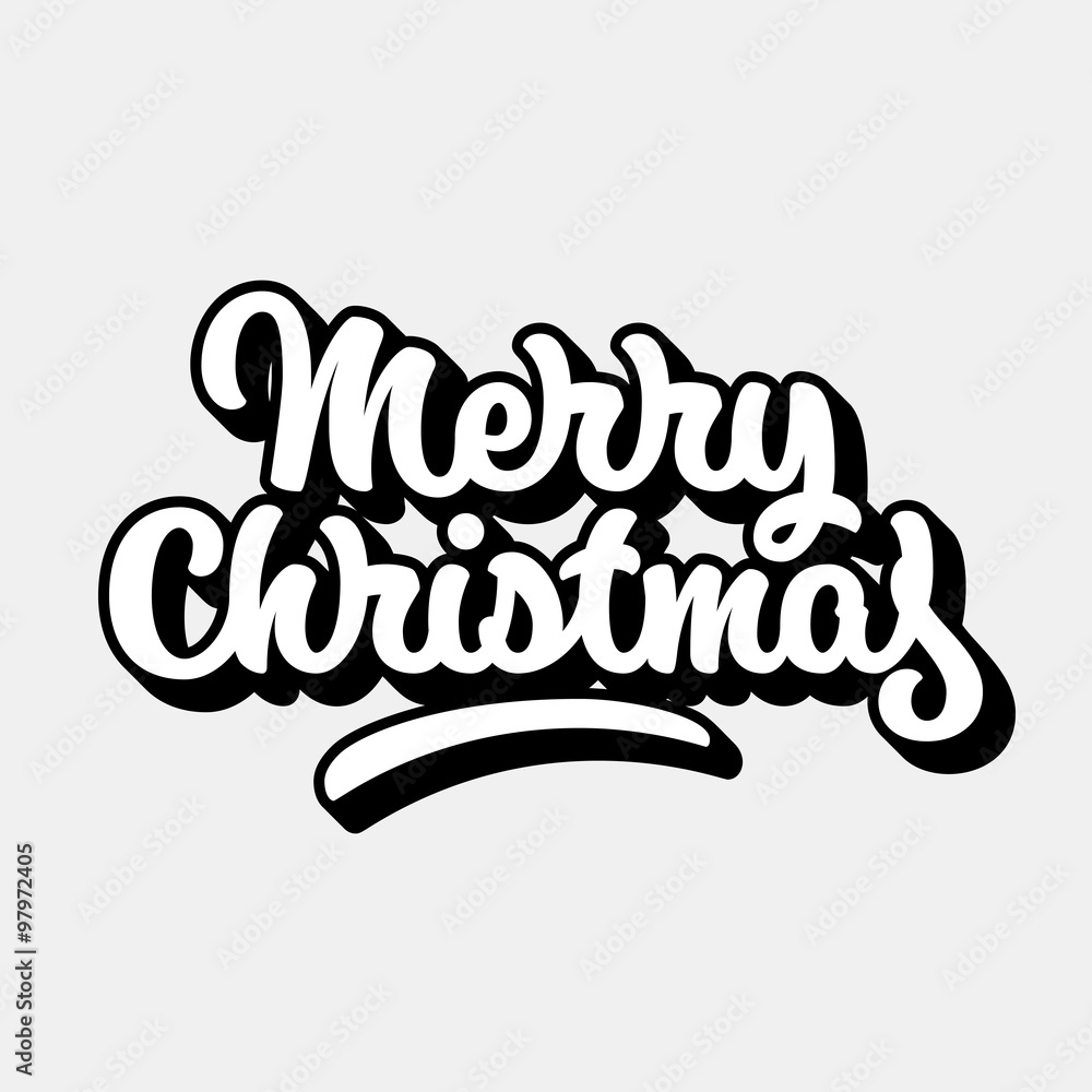 Merry Christmas Lettering Badge vector de Stock | Adobe Stock
