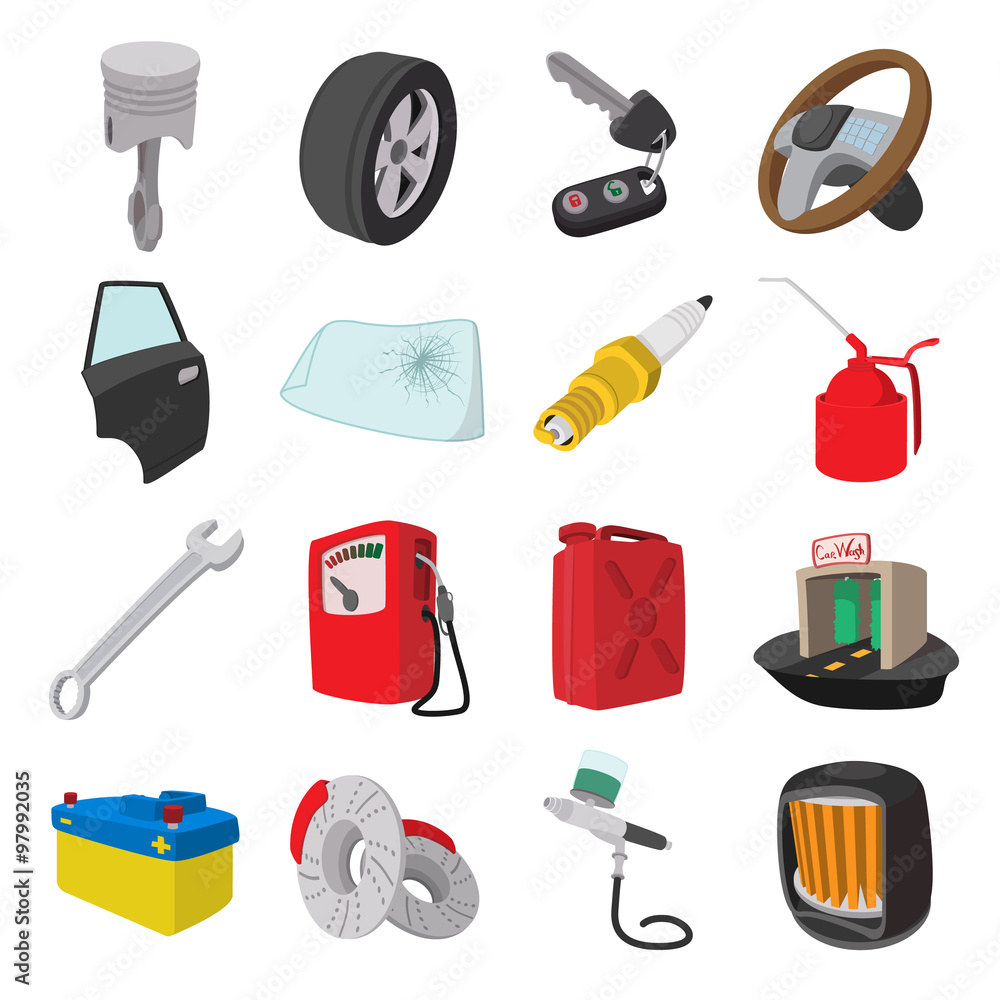 Car service maintenance cartoon icons Stock Vector | Adobe Stock