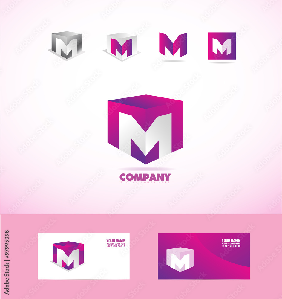 Letter M cube logo icon set Stock Vector | Adobe Stock