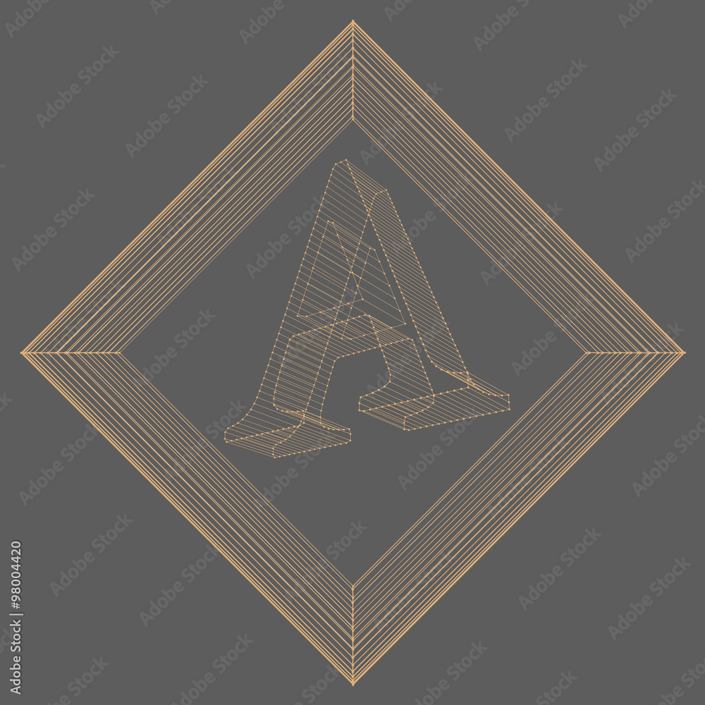 Vector illustration of letter A. Fonts of Mesh polygonal. The ...