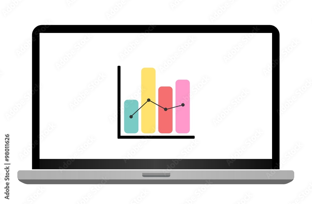 Graphique dans un ordinateur portable Stock Illustration | Adobe Stock